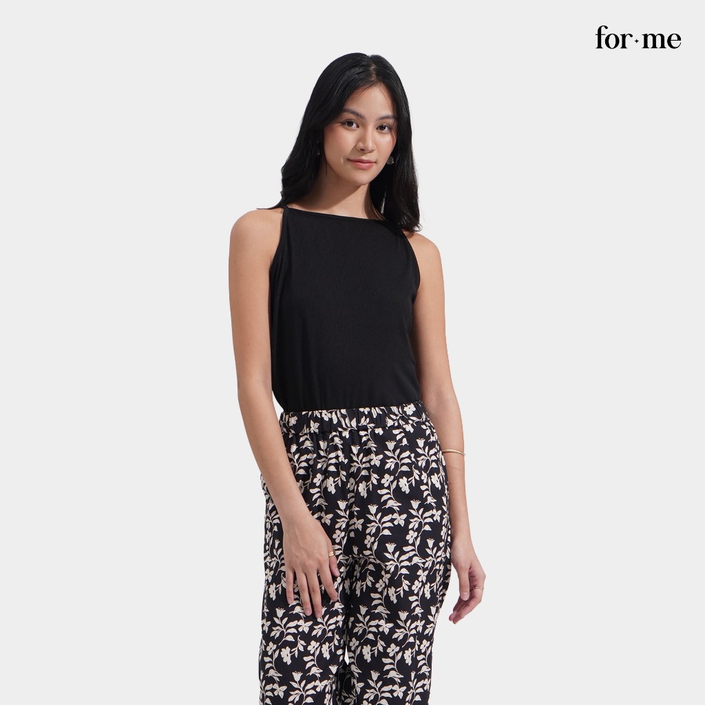 ForMe Ribbed Tank Top For Women (Black/Off White) | Shopee Philippines