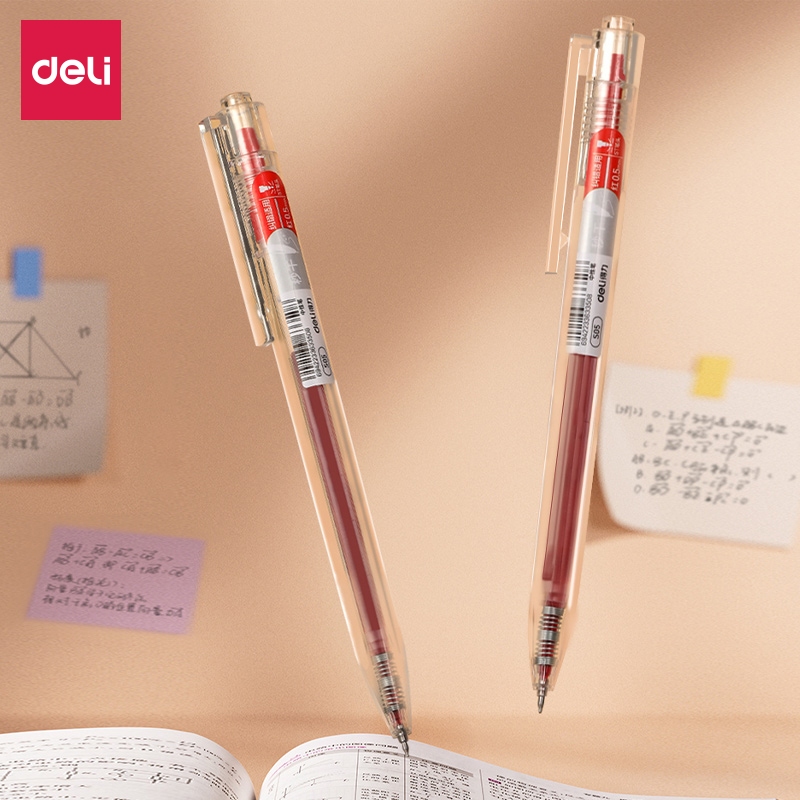 Deli 0.5mm Press Gel Pen Red Ink for Teacher Corrections and Note ...