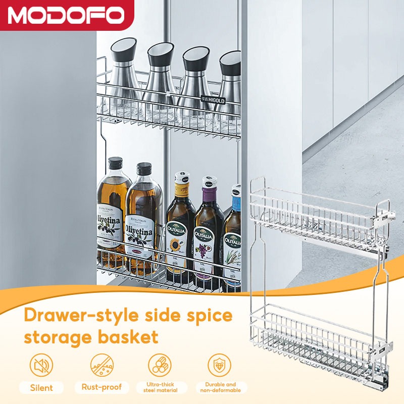 Rack Pull Out Basket Kitchen Organizer Condiments Spice 2 Layer 304 ...