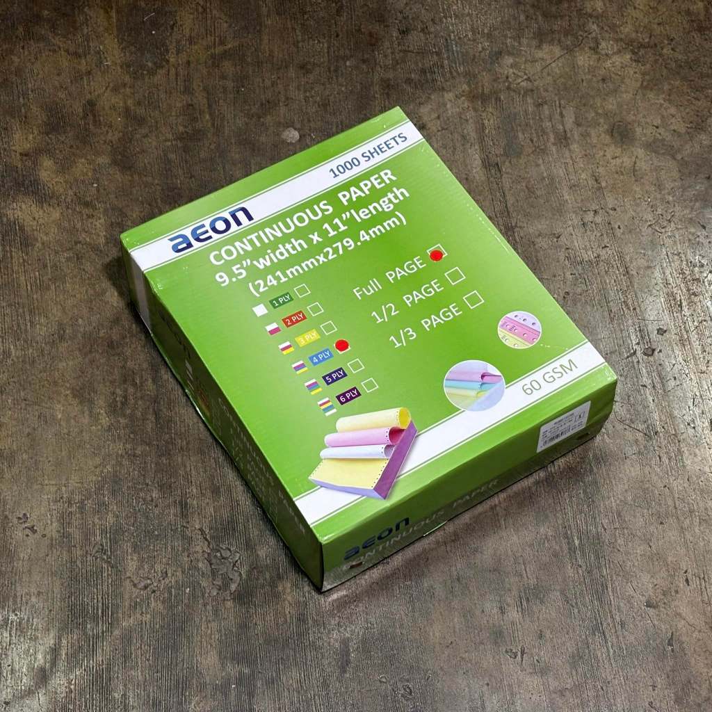 AEON 4Ply Carbonless Continuous Form 60gsm 1Whole Page 1000Sheets 9.5 X ...