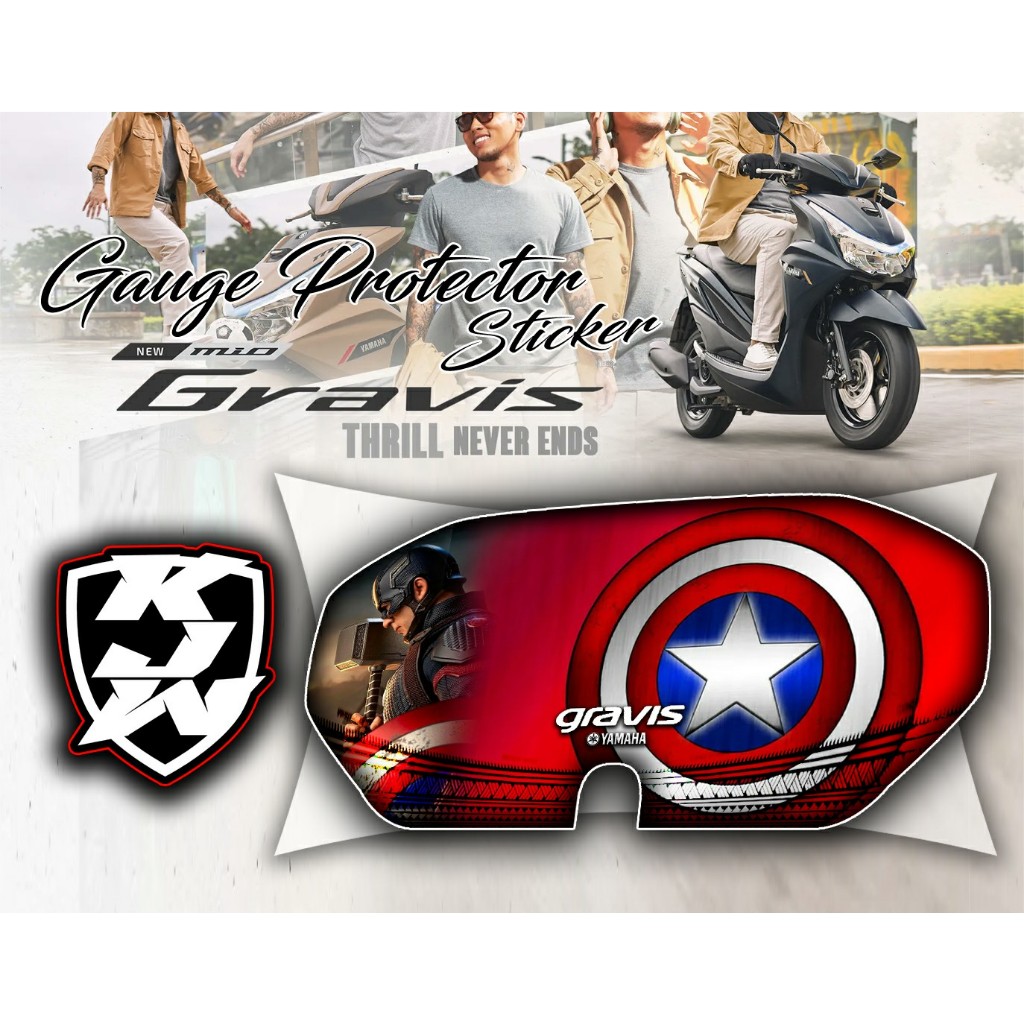 Mio Gravis V2 Gauge Protector Sticker Captain America Design | Shopee ...