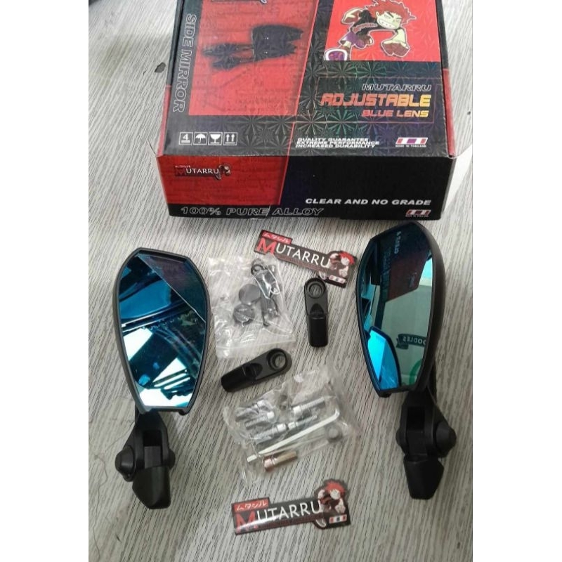 Mutarru side mirror blue lens universal ( for all types of motorcycle ...