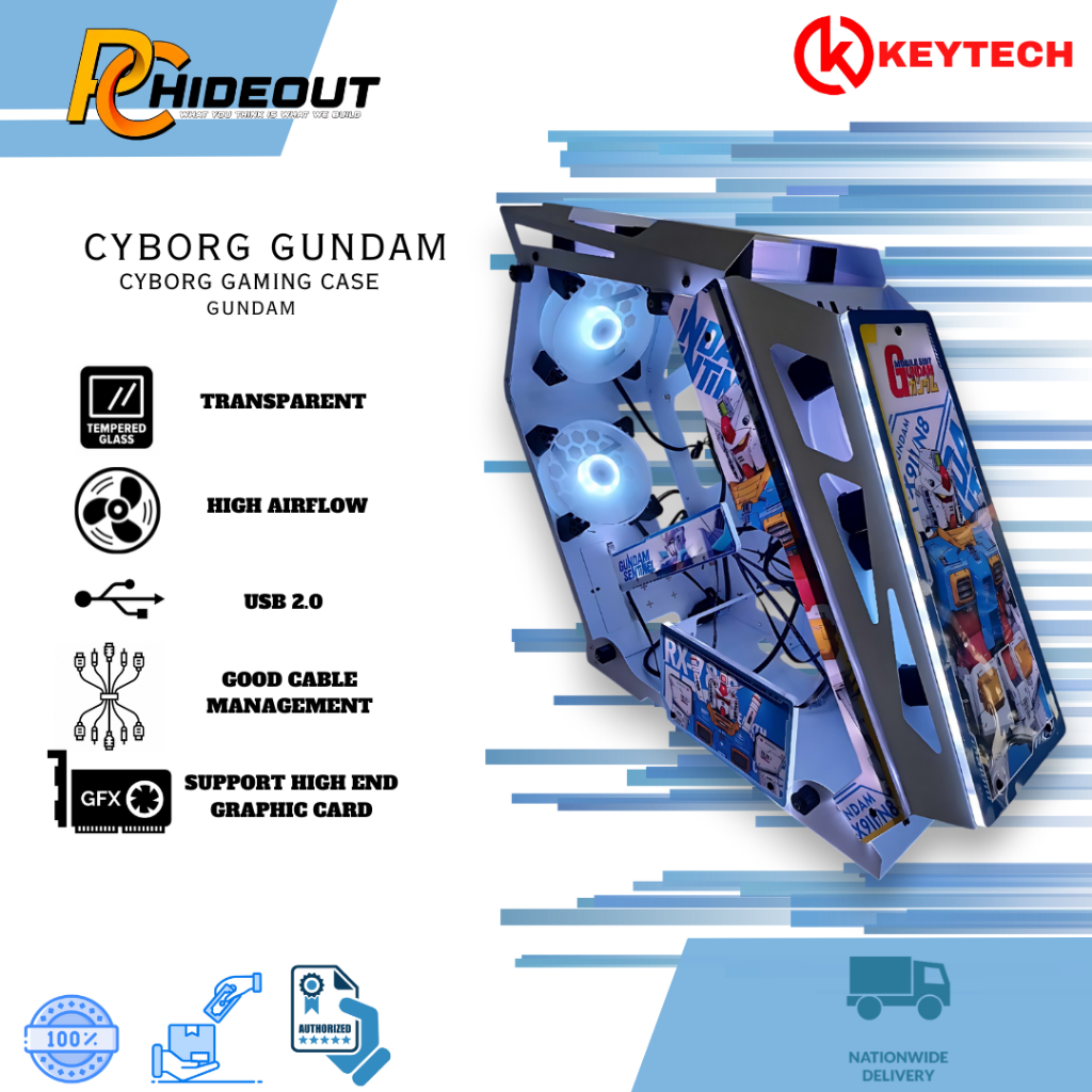 MMA K88 Cyborg Gaming PC Case - Gundam Theme w/Free 6 Syncable RGB Fans ...