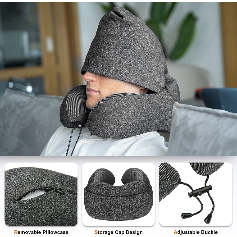 Memory Foam Pillow With Hood for Helps Head Rest and Neck Support ...