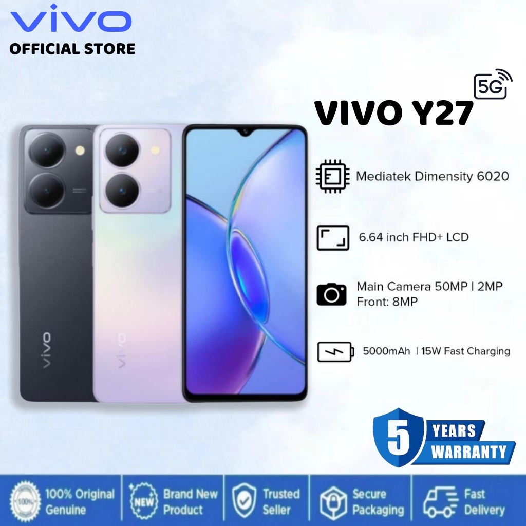 Y27 5G 6GB RAM+128GB ROM Cellphone | 6.64" HD Display | 50MP Camera | 15W Charging Smartphone ...