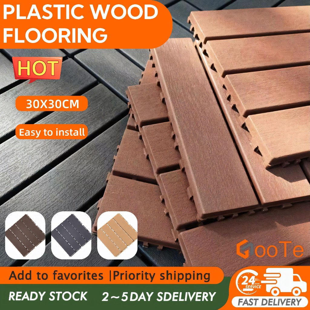 PVC Floor Decking tiles Indoor Outdoor DIY Interlocking Tiles for Porch ...