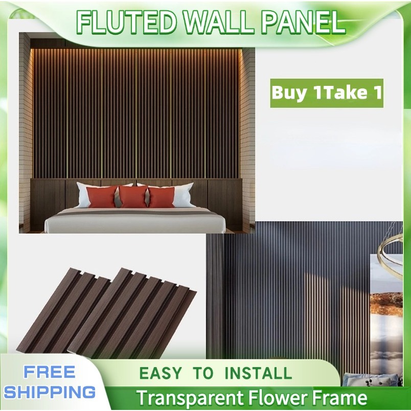 Wood Wall Panels Fluted Wallpaper for background TV bedroom office ...