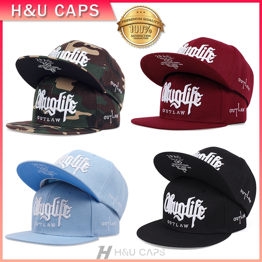 Thug Life Snapback Hat - Flat Brim Fashion plain cap with Embroidery ...