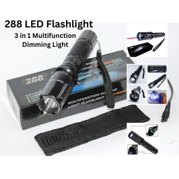 3in1 288 Flashlight Multifunction Strong Light Flashlight 3 in 1 Flash light With Safety Switch ...