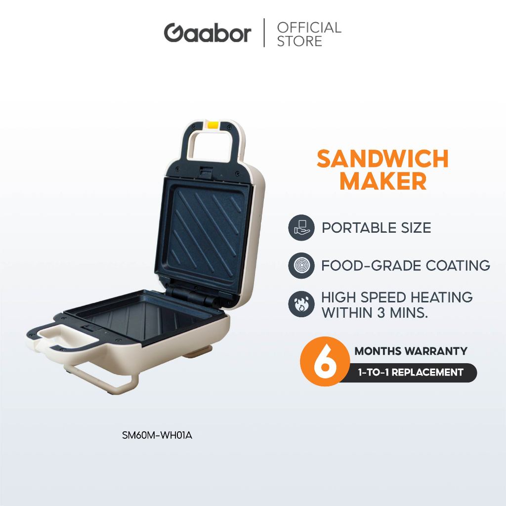 Gaabor Portable Multi-Function Sandwich Maker Toaster Frying Pan with ...