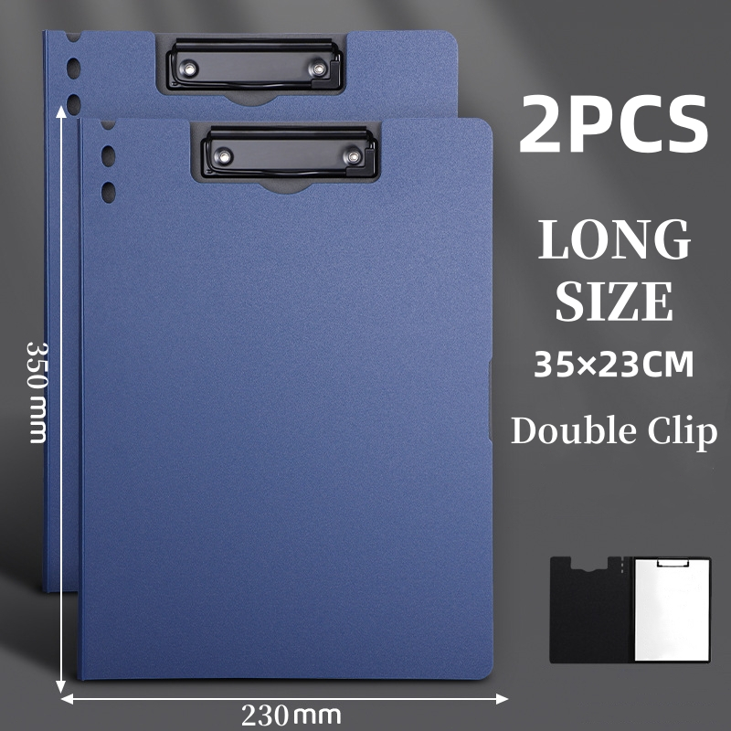 2PCS Clipboard Long With Cover Double Clip File Organizer Folder Paper ...