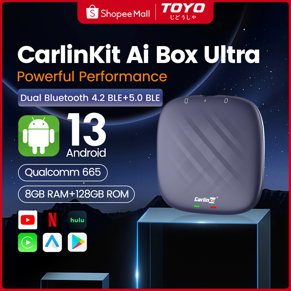TOYO CarlinKit CarPlay Ai Box PLUS Android 13 8G+128G Wireless Android Netflix YouTube IPTV 4G ...