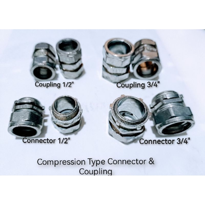 EMT CONNECTOR AND COUPLING, COMPRESSION TYPE, 1/2" & 3/4", SOLD PER ...