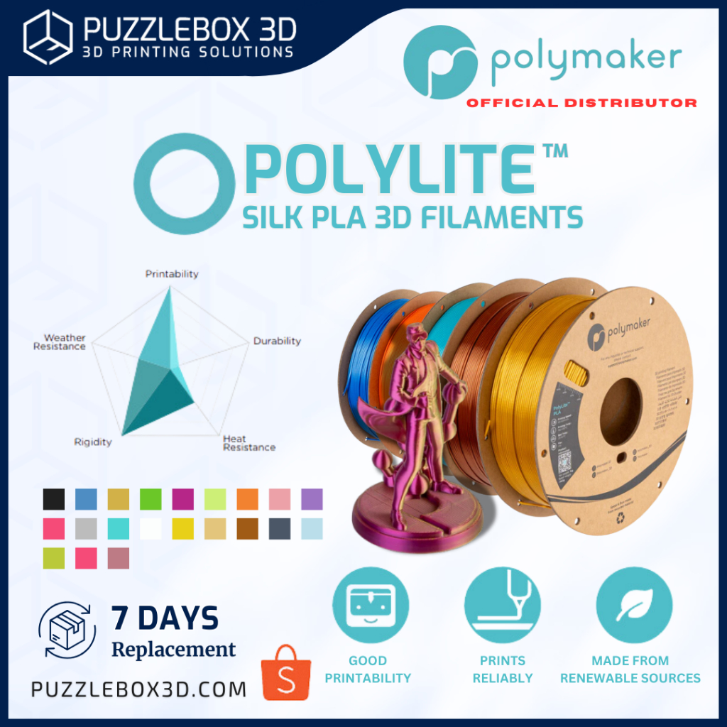 Polymaker Panchroma Silk PLA & Dual Silk PLA 3D Printing Filament Shiny ...