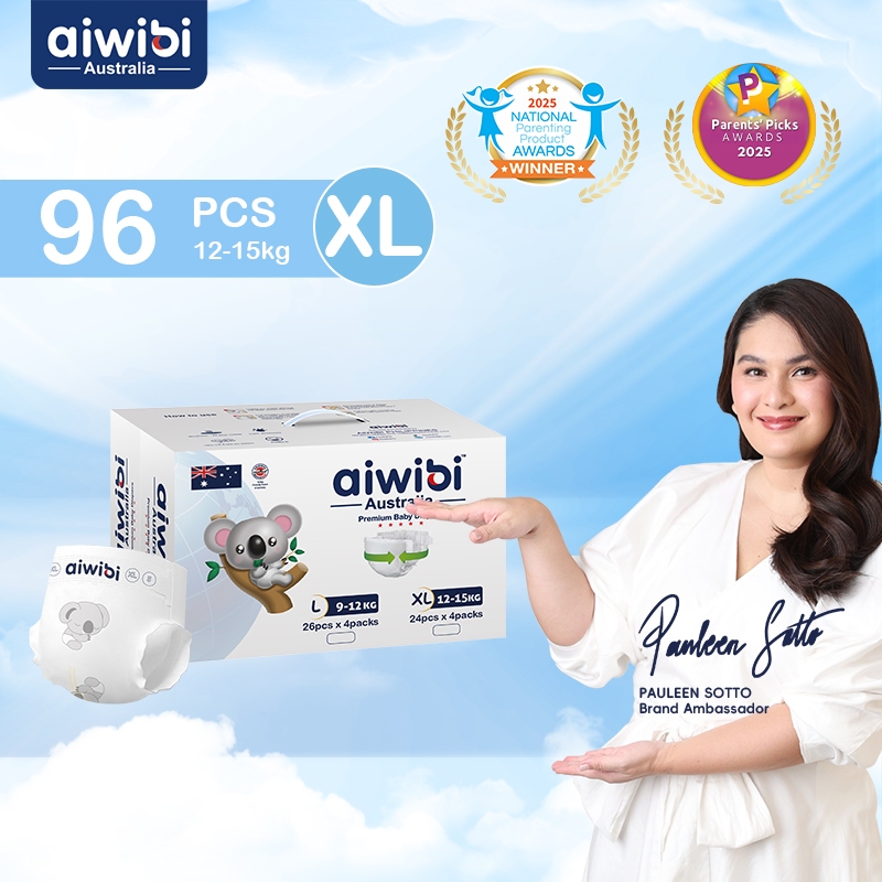 [Carton Box] Aiwibi Super Soft Baby Tape Diapers XL - 24 pcs x 4 packs ...