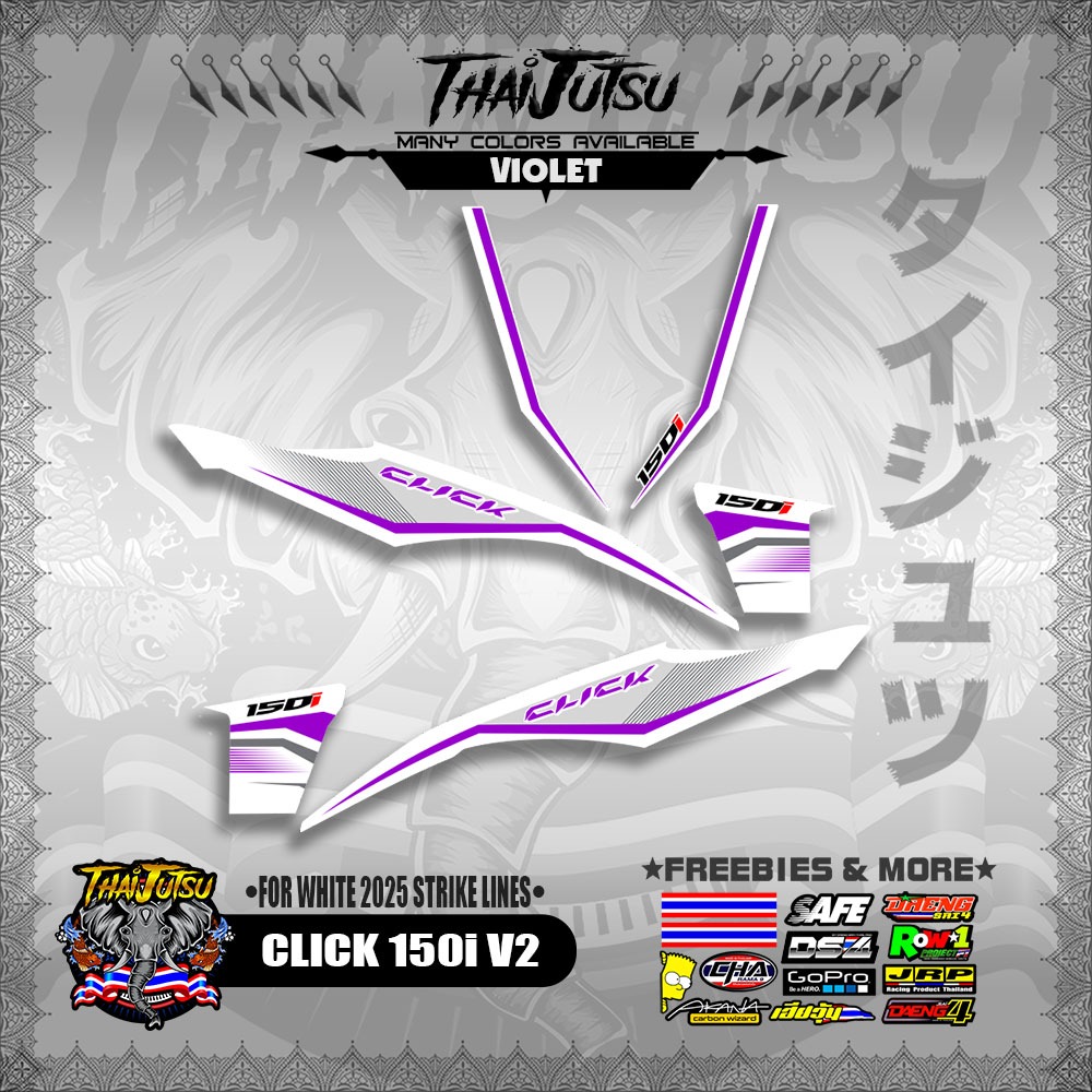 CLICK 150i V2 STICKER DECALS ( FOR WHITE 2025 STRIKE LINES ...