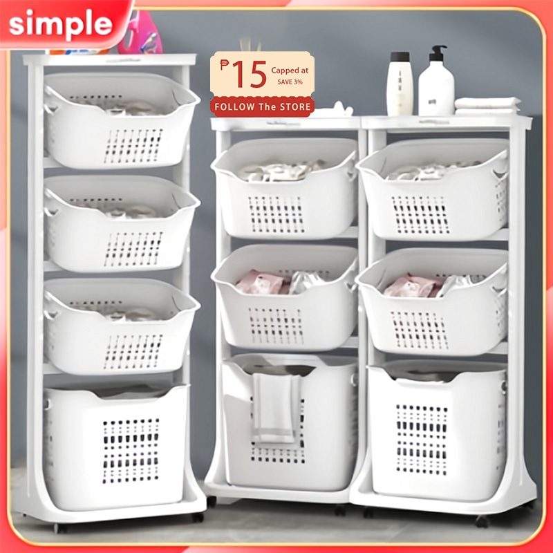 SIMPLE Multi-layer Laundry Basket Clothes Storage Bathroom Household ...