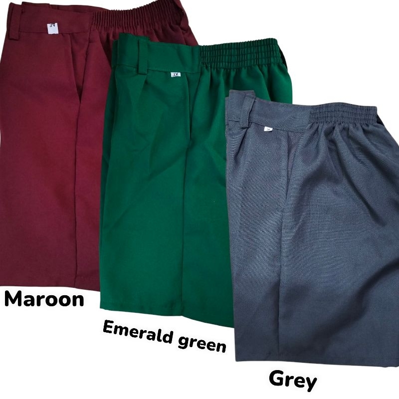 Maroon, Emerald green, Grey School uniform shorts (Katrina fabric ...