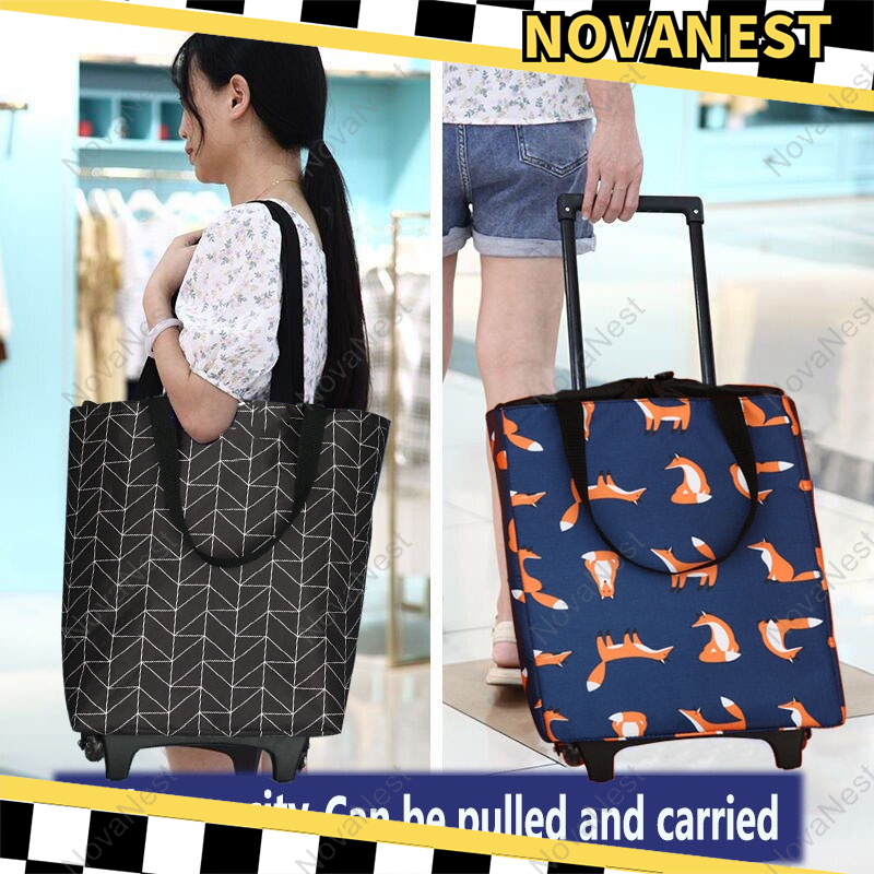 NovaNest Trolley Bag for Travel Foldable Market Shopping Cart Grocery ...