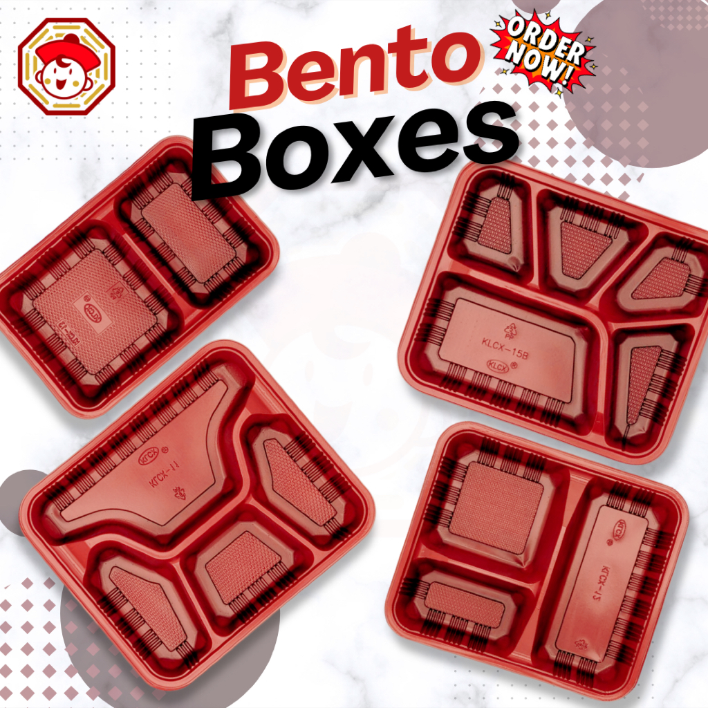 Red Bento Box With Lid Cover 2 3 4 5 Grid Partition Takeaway Packaging ...