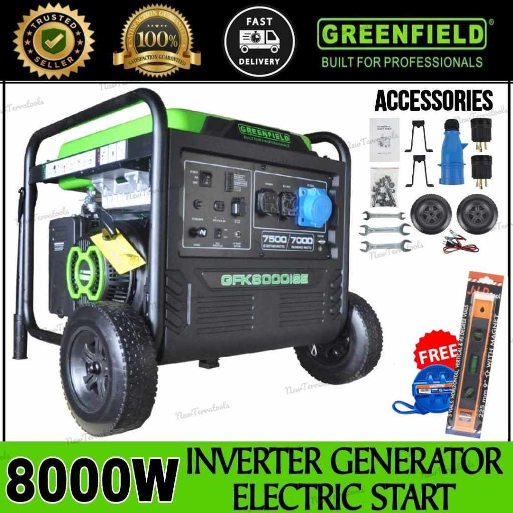GREENFIELD Inverter Generator Gasoline 8000W 60Hz Smart RPM-Open Type ...