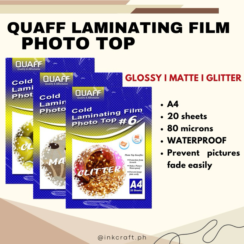 Quaff Laminating Film Photo Top Glossy/Matte/Glitter | Shopee Philippines