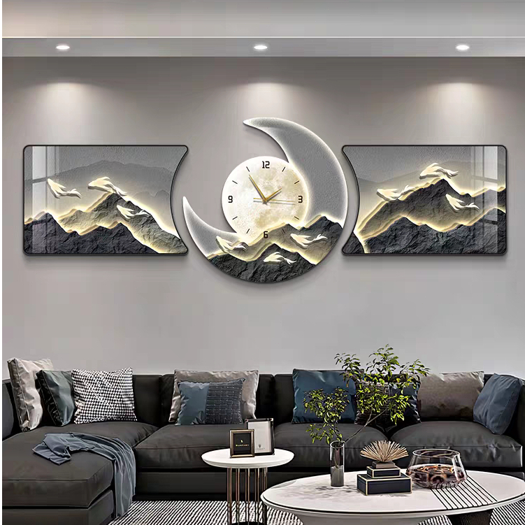 Home Decor Painting Living Room clock mural Corridor sofa Wall decor 3 ...