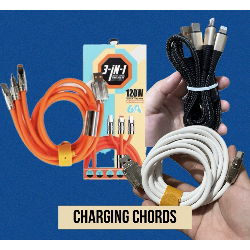 Universal 3 in 1 Heavy duty USB Charging Cable Lead For IOS USB C Micro ...