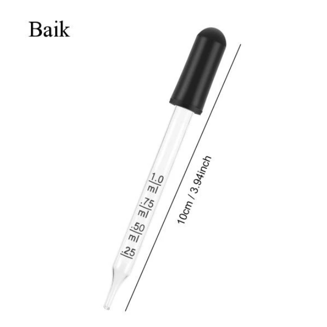 BTLAB- Glass Dropper Calibrated 1ml with Black Rubber Head, Straight ...