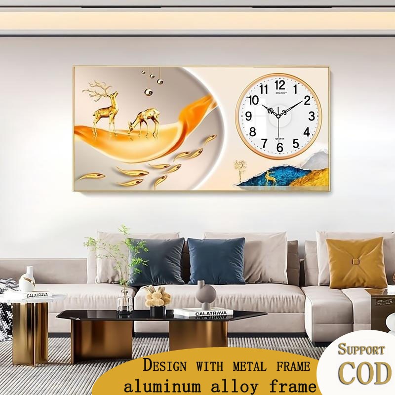Living room wall mural clock hotel background clock mural decoration ...