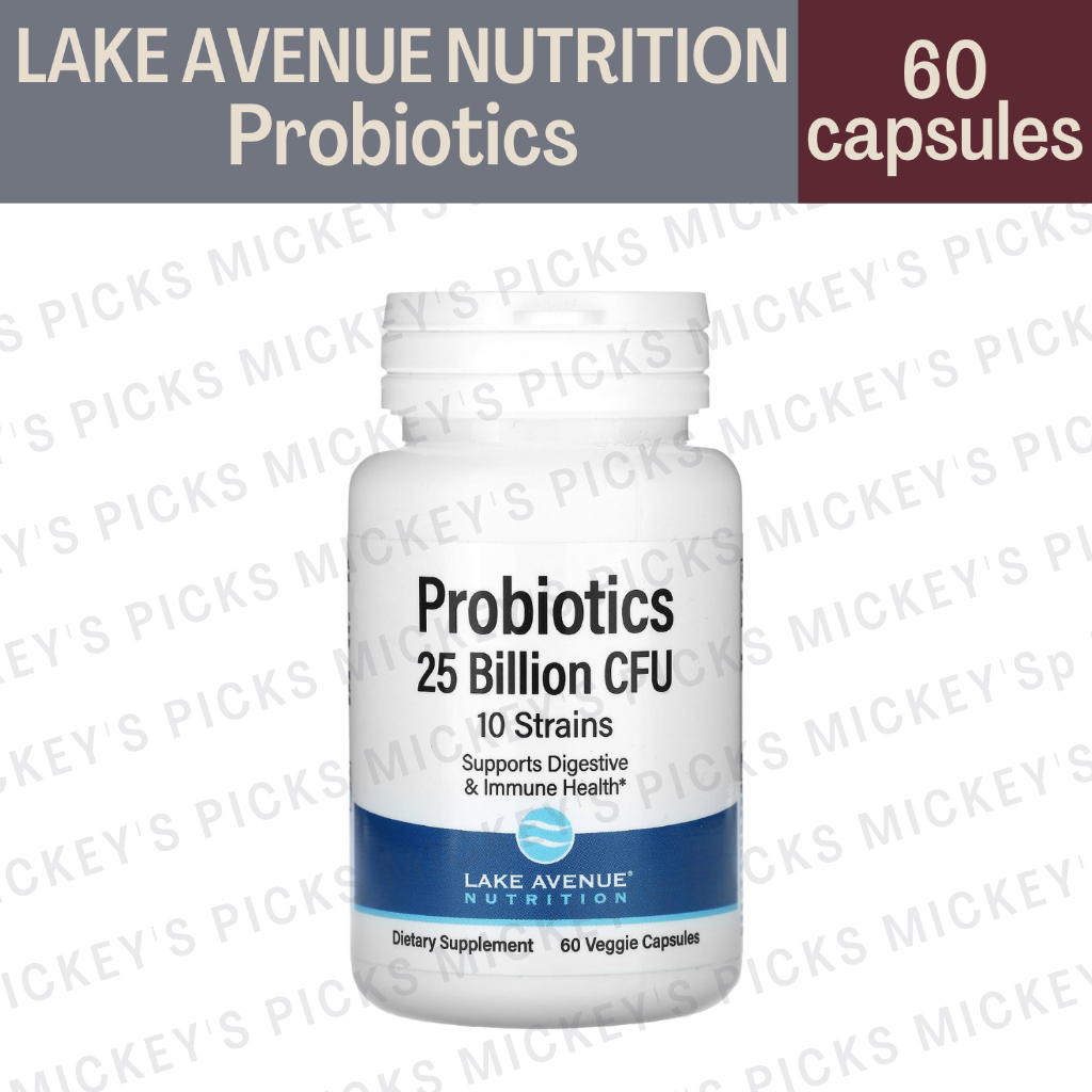 Probiotics, 10 Strain Blend, 25 Billion CFU, 60 Veggie Capsules by Lake ...