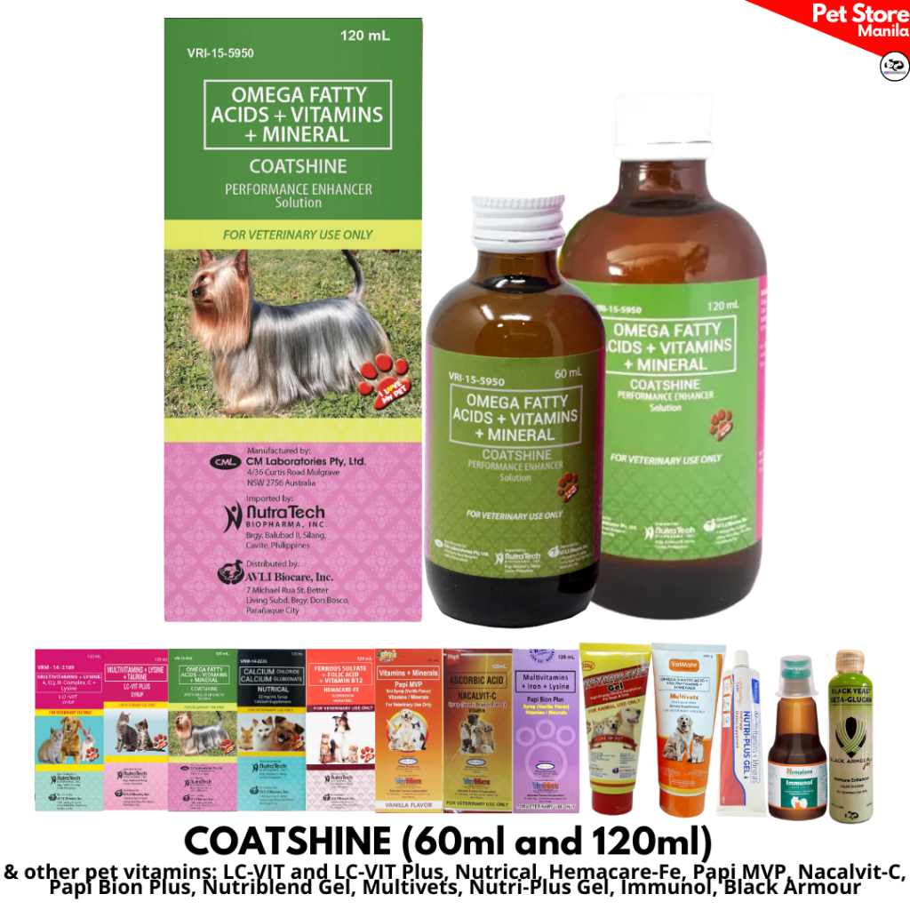 Coatshine 60ml 120ml with Omega Fatty Acids Pampaganda ng Balahibo and ...