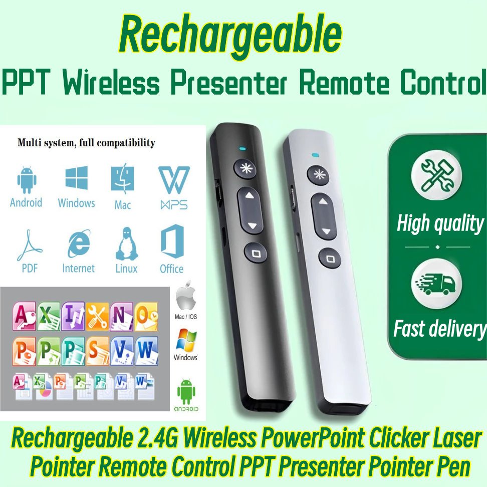 2.4GHz Wireless Presentation Clicker Powerpoint Pen USB Remote Control ...