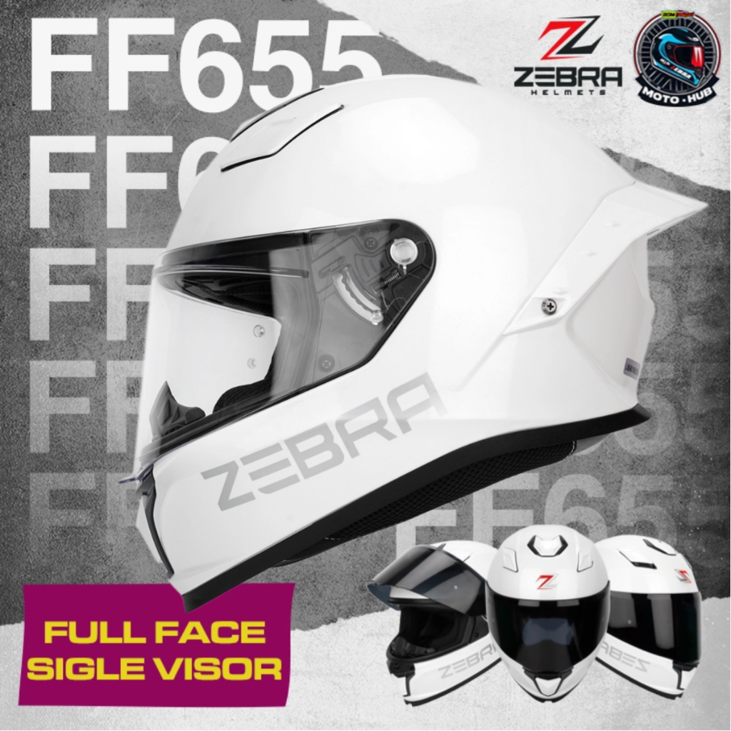ZEBRA Helmet NIFTY Full Face Helmet Single Visor Plain Color Motorcycle ...