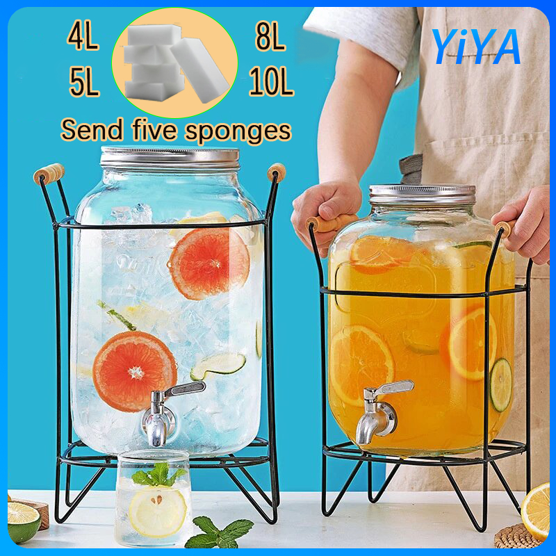 4L/5L/8L/10L glass brewing bucket with tap drink bucket container ...