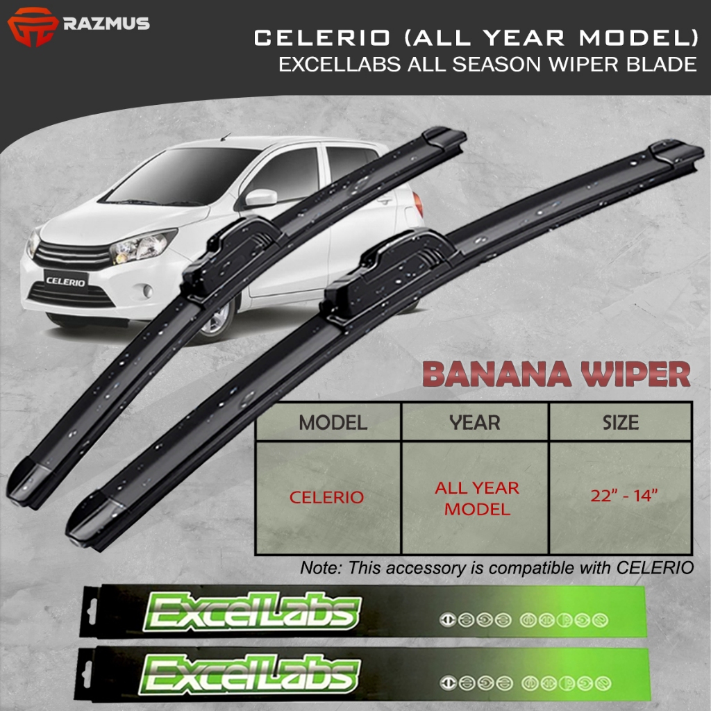 Suzuki CELERIO All year Model (22" and 14") Excellabs Front Wiper Blade ...