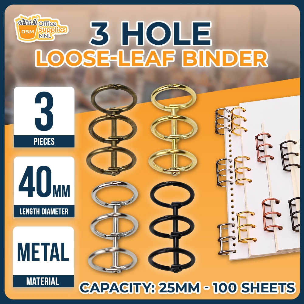 3pcs 3-Hole Metal Clip Book Rings Loose-leaf Binder | Shopee Philippines