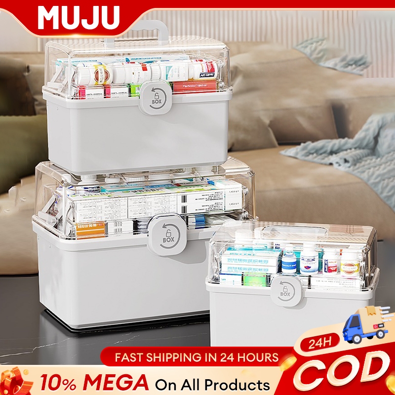 MUJU Tackle Box Portable Medicine Kit Family First Aid Kit Box Medicine ...