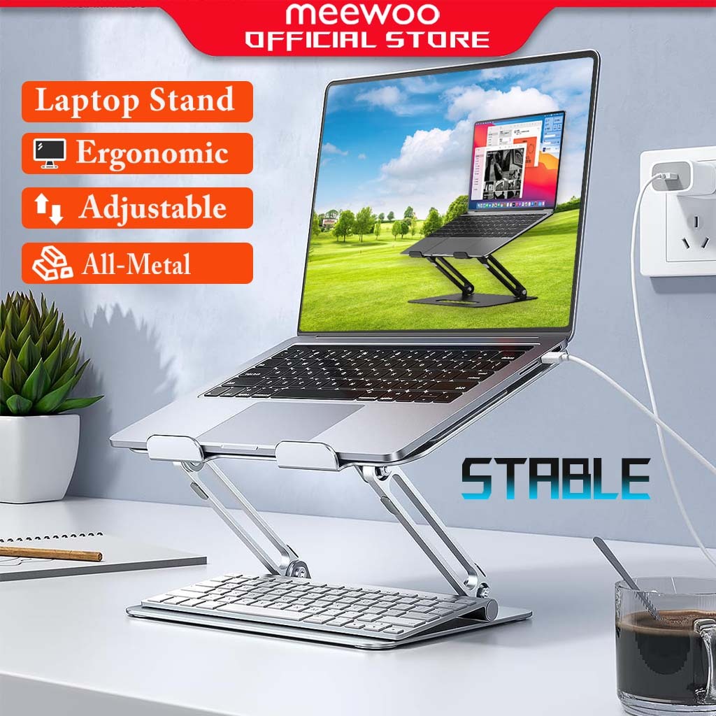 Meewoo Laptop Stand Adjustable Metal Laptop Riser Portable Laptop ...