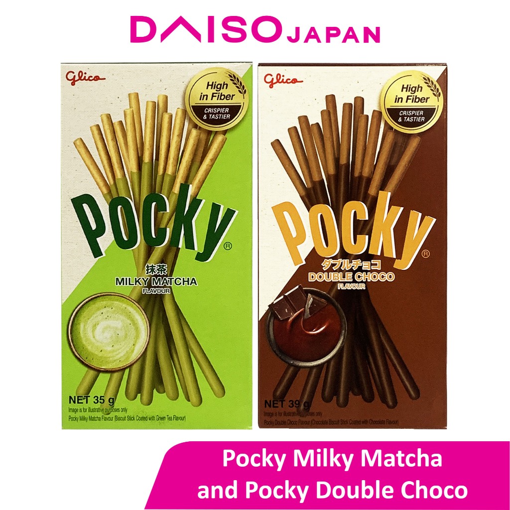 Daiso Glico Pocky Green Tea Milky Matcha and Pocky Double Choco Biscuit Sticks Bundle | Shopee ...