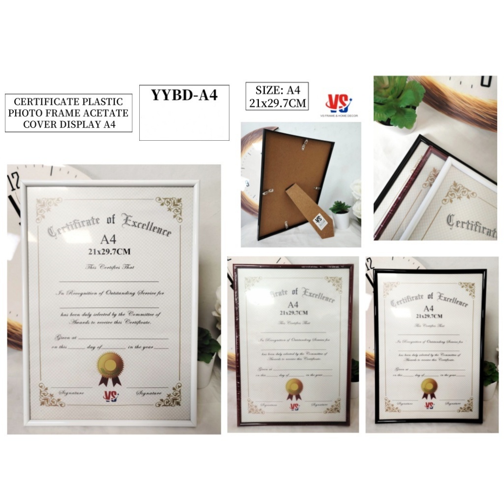 CERTIFICATE PLASTIC PHOTO FRAME ACETATE COVER DISPLAY A4 | Shopee ...