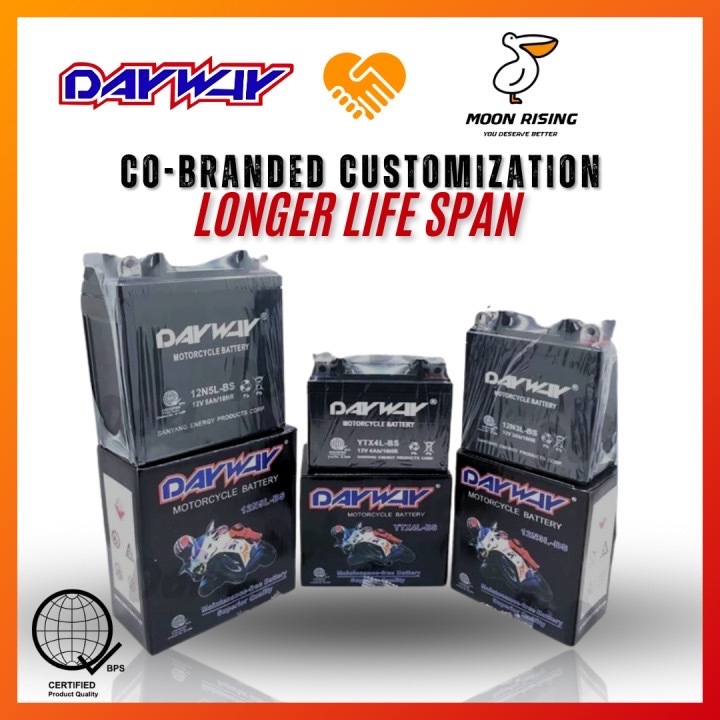 Motorcycle Motor DayWay Battery ALL SIZE 2.5L/ 3L/ 4L/ 5L/ 6.5L/ 7L/ 7A ...