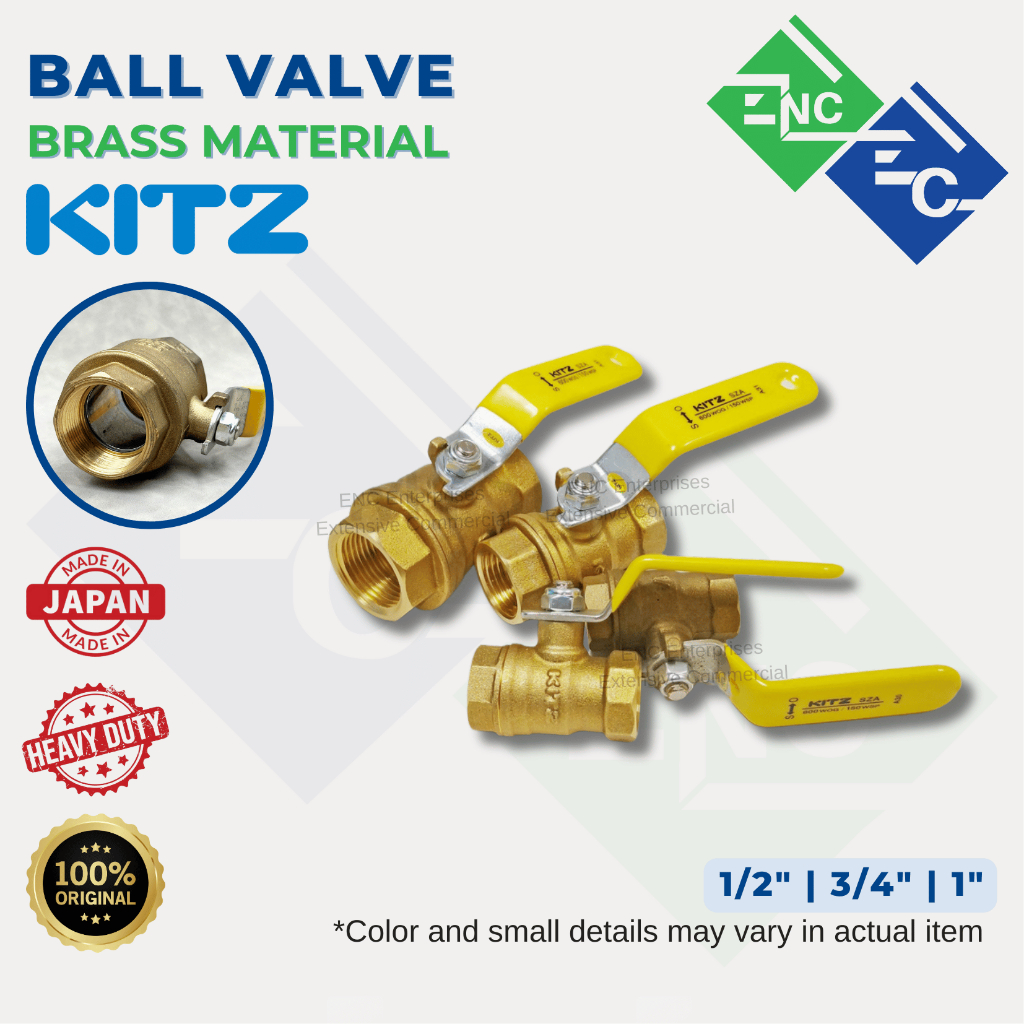 Ball Valve | Threaded Brass | Kitz Brand | High Quality | 1/2" | 3/4 ...
