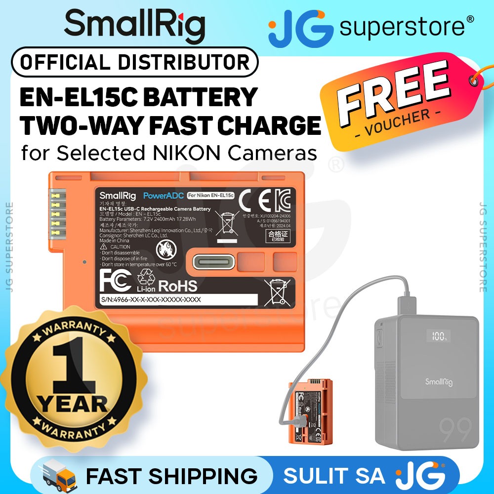 SmallRig EN-EL15c Rechargeable Li-Ion Battery 2400mAh 7.2V, USB-C Direct Charging for NIKON ...