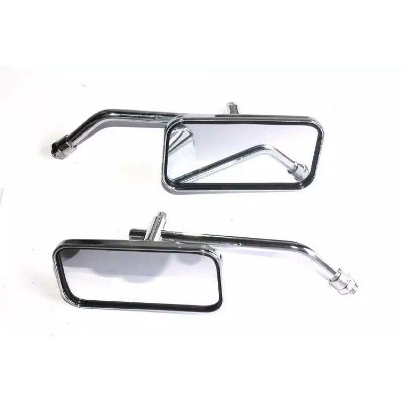 Pair Universal Chrome Motorcycle 10mm Square Rear view Side Mirror ...