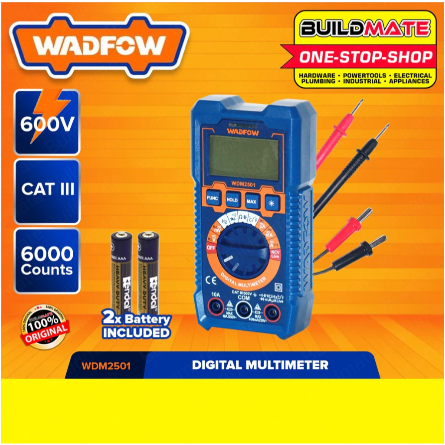BUILDMATE Wadfow Digital Multimeter Tester CAT III 600V/1000V DC ...