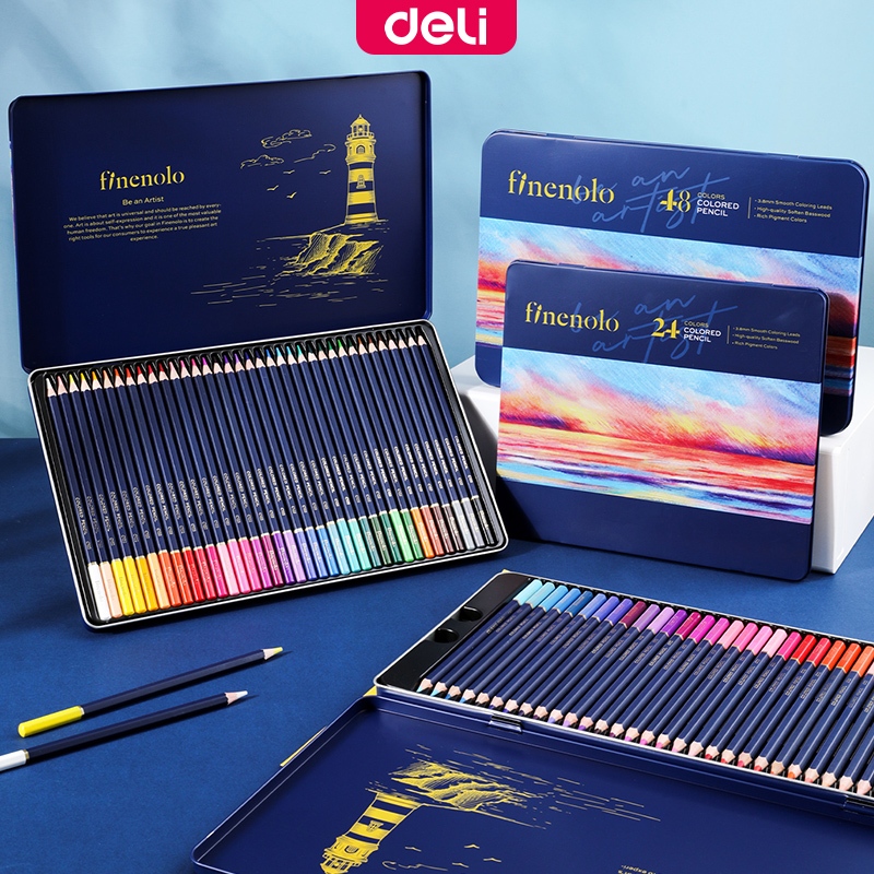 Deli Finenolo Color Pencil Set 24/36/48 Colored Artist Drawing Supplies ...
