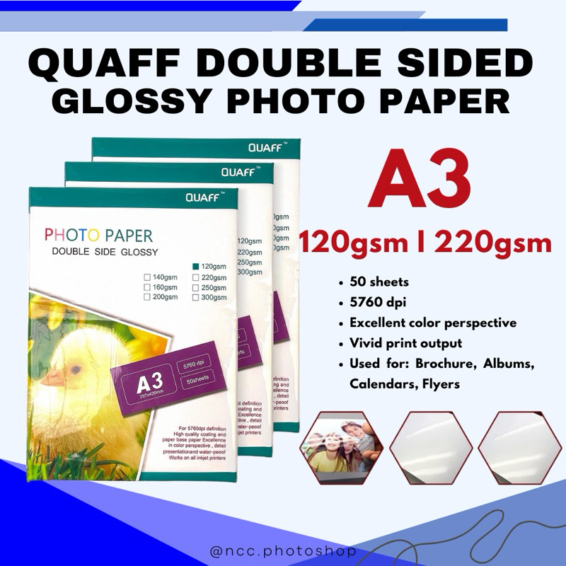 Quaff A3 Double Sided Glossy Photo Paper 120/220gsm | Shopee Philippines