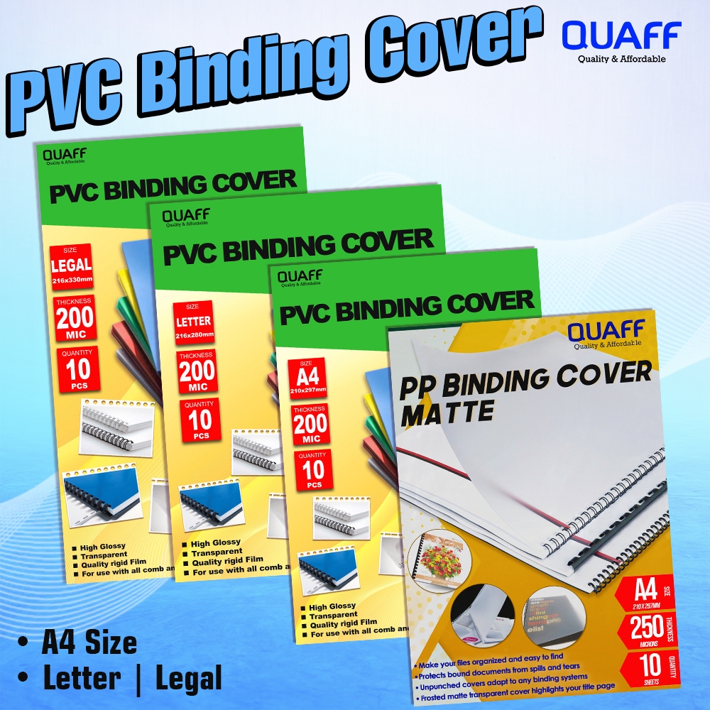 (10sheets) PVC Binding Cover Clear 200Micron & PP Frosted Matte Binding ...