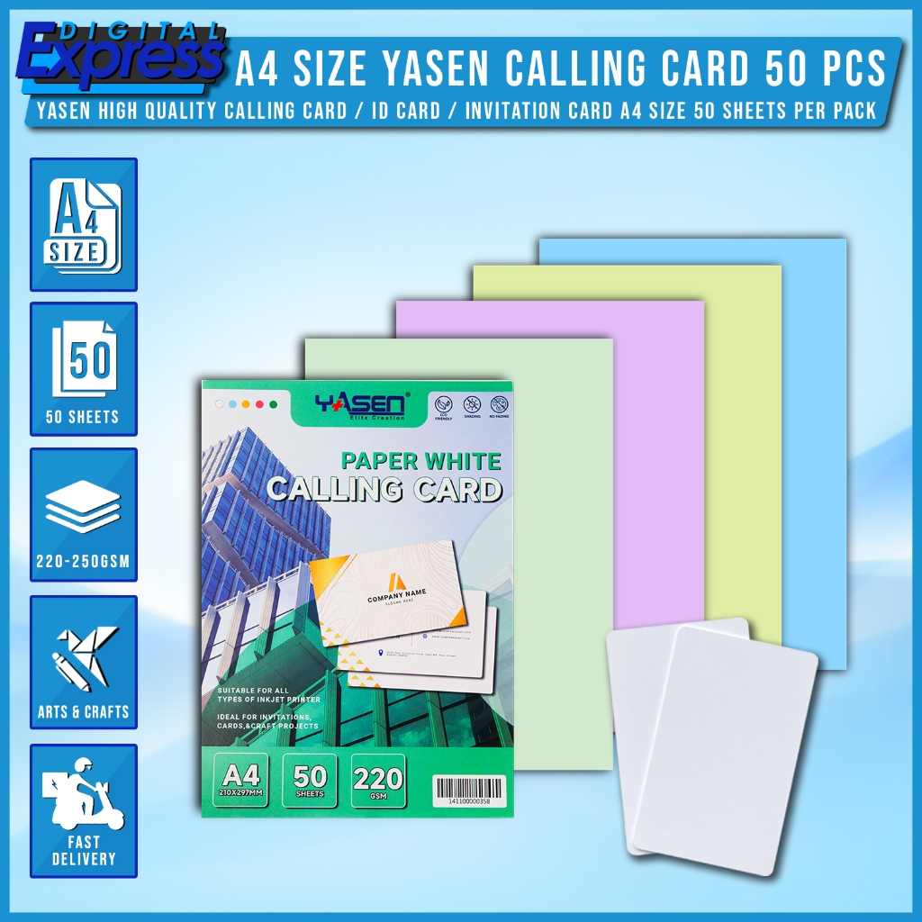 Yasen A4 Double-Sided Matte Calling Card 50pcs Paper Cardstock (220GSM ...